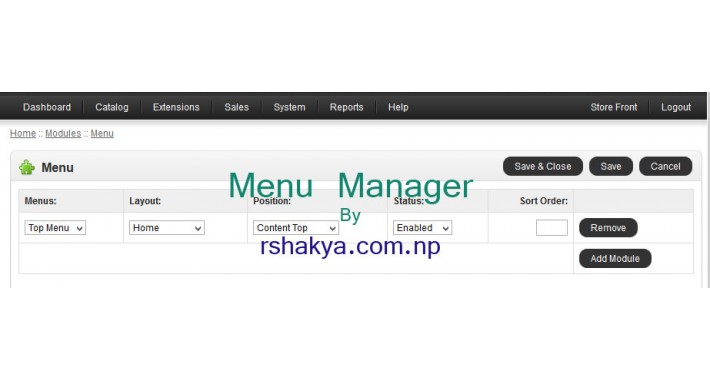 OpenCart - Opencart menu management v1.5
