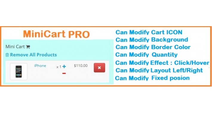 OpenCart - Mini Cart PRO with Quick Add/Edit quantities.