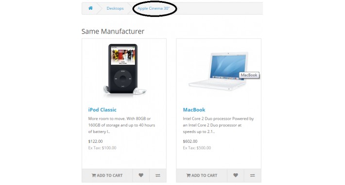 OpenCart - same brand products