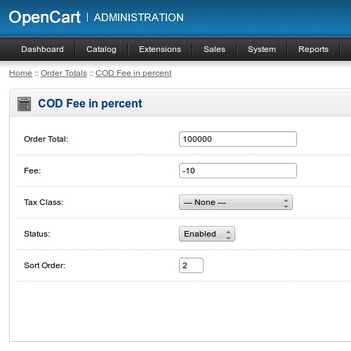 OpenCart - Cash On Delivery Fee / COD Fee as Percentage