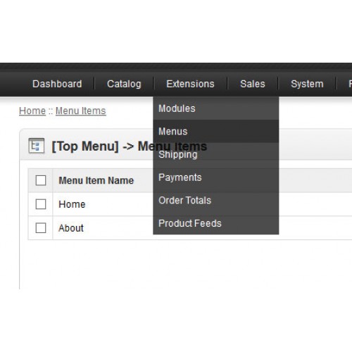 OpenCart - Opencart menu management v1.5