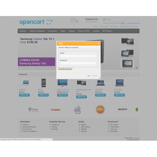 OpenCart - Login Modal Pop Up