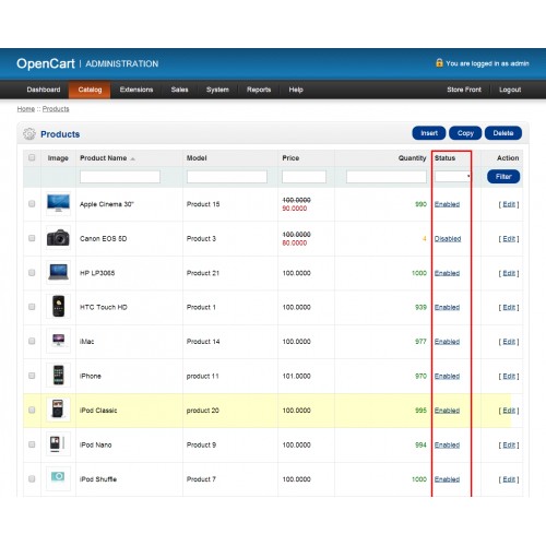 OpenCart - Reverse ordered product quantity on cancel an order