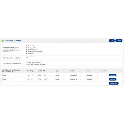 OpenCart - Customer / Store Activities