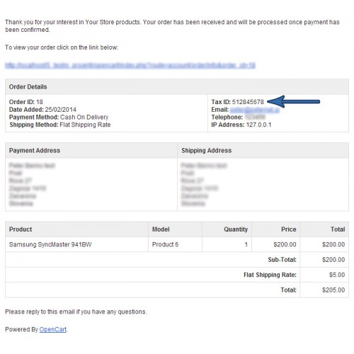 OpenCart - Display customer payment tax ID in order notification mail OpenCart - Display customer payment tax ID in order notification mail