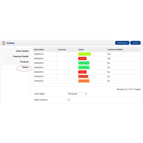 OpenCart - Order status color