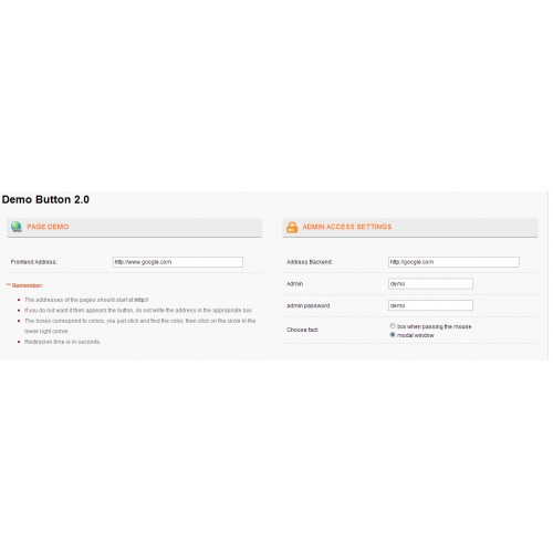 OpenCart - Demo Button