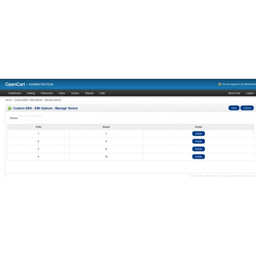 OpenCart - EMI Options - EBS