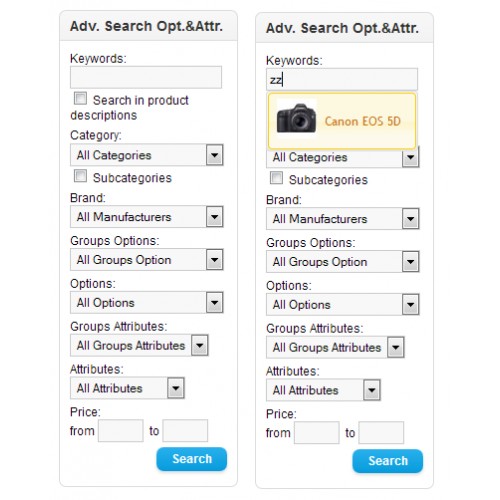 OpenCart - Advanced Search Options & Attributes