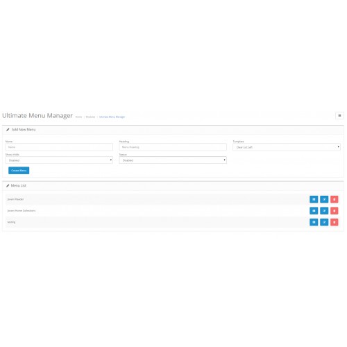 OpenCart - Ultimate Menu Manager