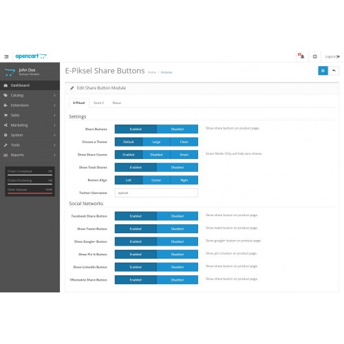 Opencart Social Share Buttons