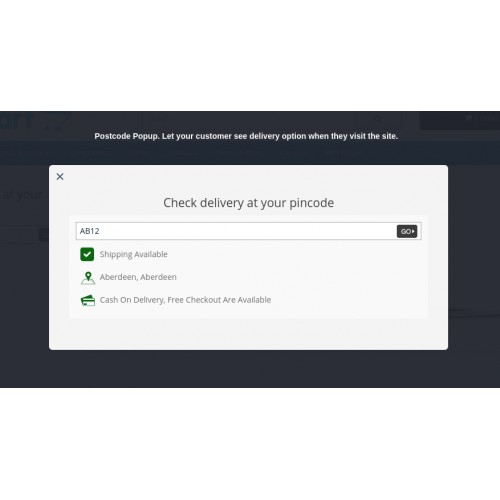 OpenCart - Postcode Check Popup For Delivery Availability