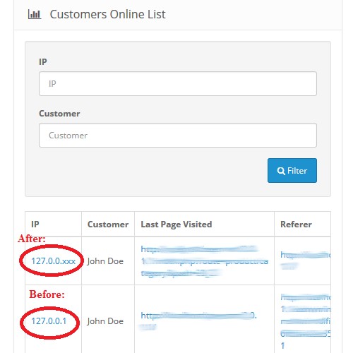 OpenCart - Mask (Anonymize) IP Address 2.x