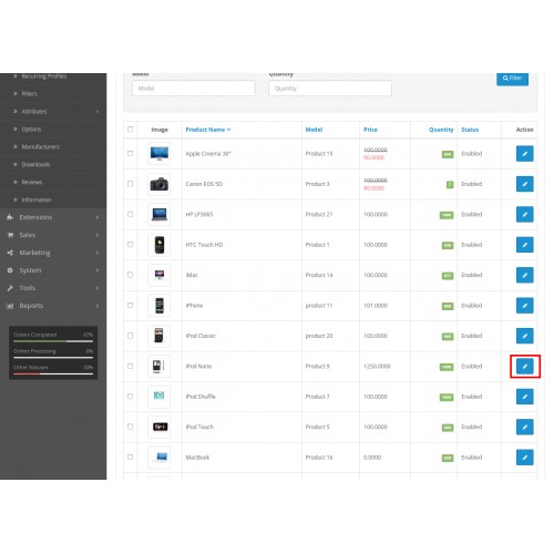 OpenCart - Update / Import All Products Price & Quantity(OCMOD)