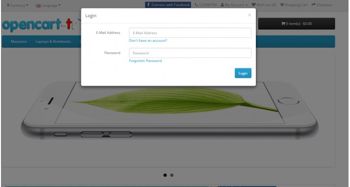 OpenCart - Quick Register and Quick Login - Quick Popup
