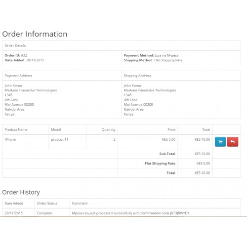 OpenCart - Lipa na m-pesa online checkout
