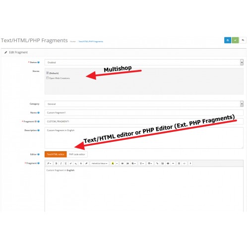 OpenCart - Reusable Text/HTML Fragments Anywhere Bundle