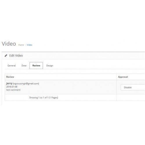 OpenCart - Video Gallery extension
