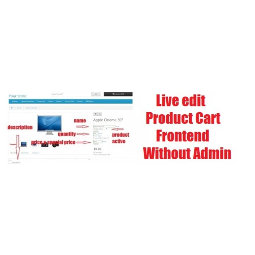 OpenCart - Live edit product cart frontend without admin