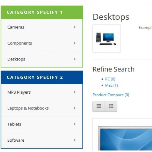 OpenCart - category specify