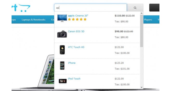 OpenCart - Live Search - Smart Search - Auto Suggest Search