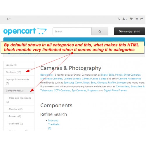 OpenCart - HTML Block By Category