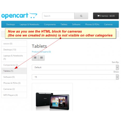 OpenCart - HTML Block By Category