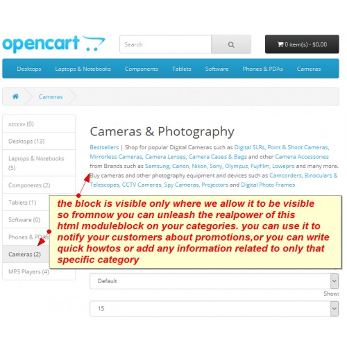 OpenCart - HTML Block By Category