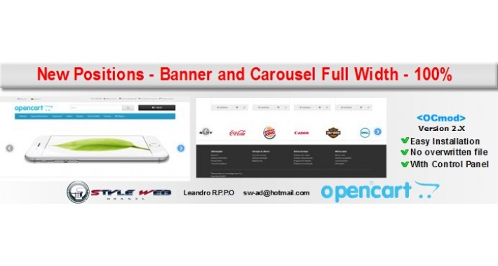 OpenCart - New Positions - Banner Slideshow and Carousel Full Width - 100%