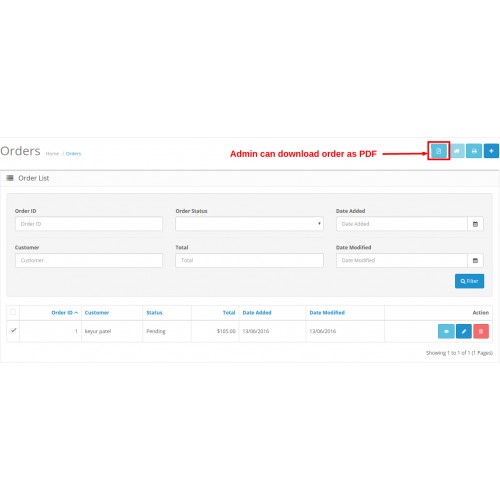 OpenCart Invoice To PDF