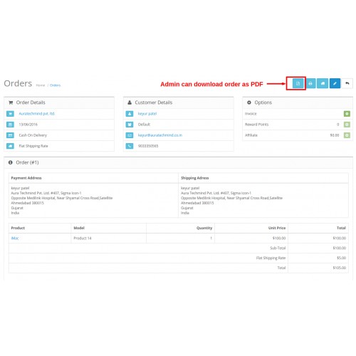 OpenCart Invoice To PDF