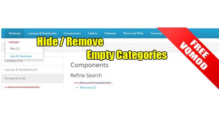 OpenCart - Hide / Remove Empty Categories for OC2 (vQMod)