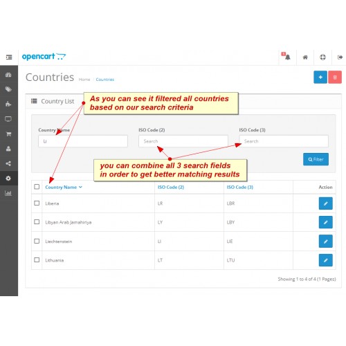 OpenCart - Country Search Filter in Admin