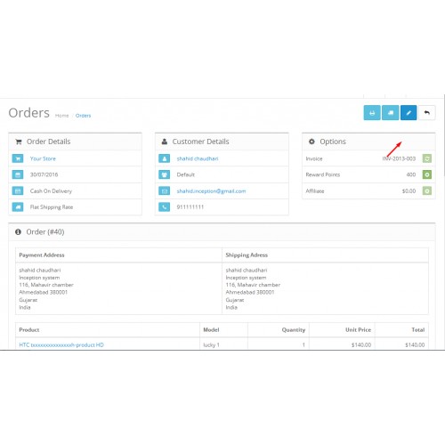 OpenCart Auto Generate Order Print Invoice