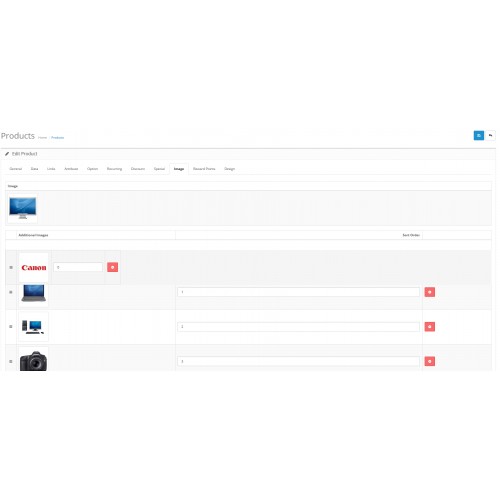 OpenCart - Sortable module from ScangalleryPack