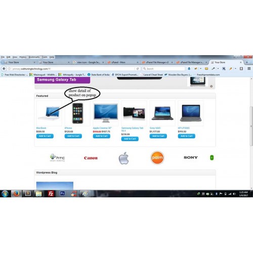 OpenCart - Show all options of product on popup