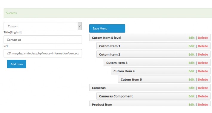 OpenCart - Menu Creator - Menu Builder