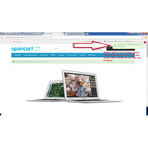 OpenCart - Add Cart WITH SOUND and Notification ocmod