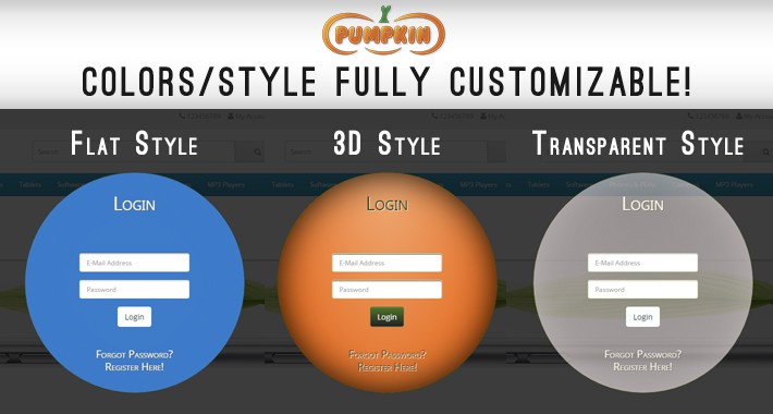 OpenCart - Quick Login/ Forgot Password | Colors/ Style fully customizable