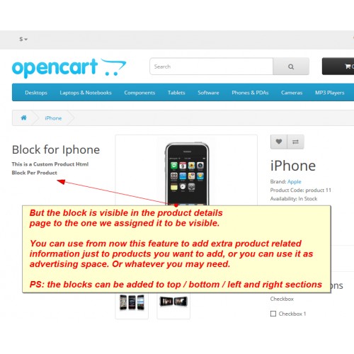 OpenCart - Different HTML Module Block Per Products