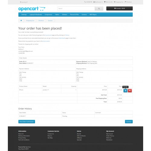 OpenCart - Order info after checkout success V2 (OC 3.x supported)