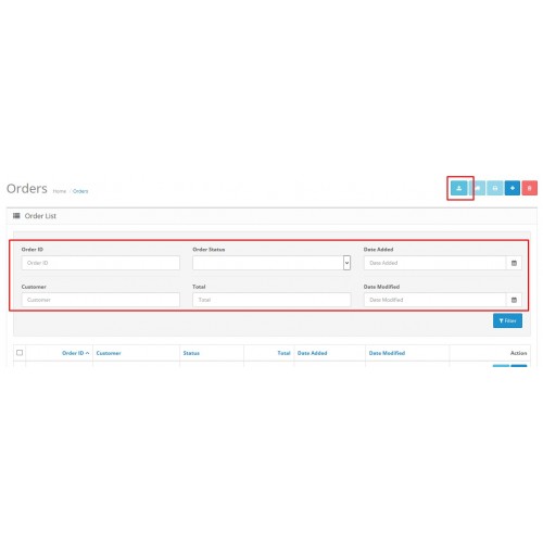 OpenCart - Export Orders with Filters