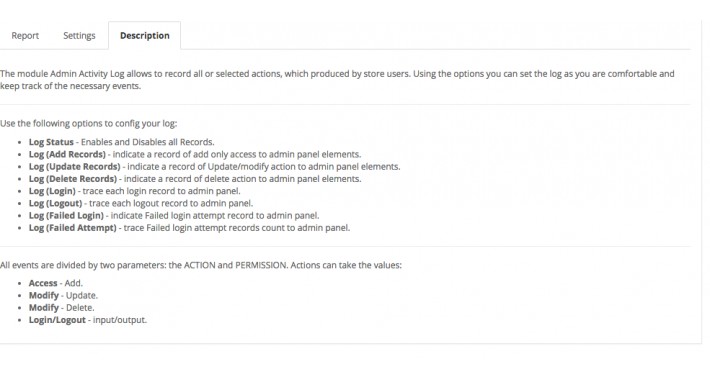 OpenCart - Admin Activity Log Activity