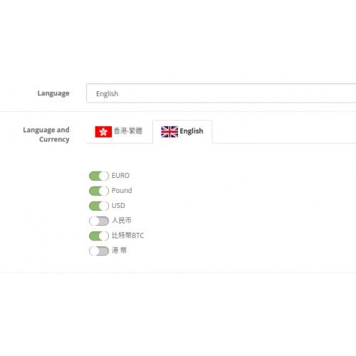 OpenCart - Currency Switch follow Languages (Multi-selections)