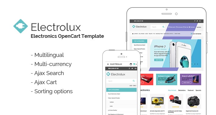 OpenCart - Electronics Store Responsive OpenCart Template 62224