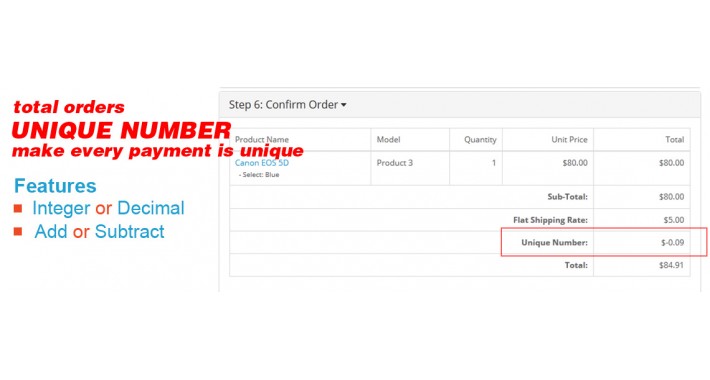 OpenCart Unique Random Number Order Totals