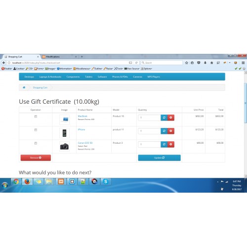 OpenCart - ajax cart bulk update delete