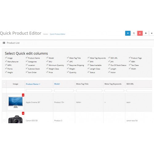 OpenCart - Quick product Editor 3.x