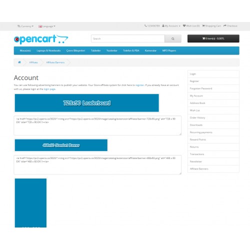 OpenCart - Affiliate Banners