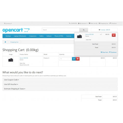 OpenCart - Cart module, Side Cart - change cart position v.2x
